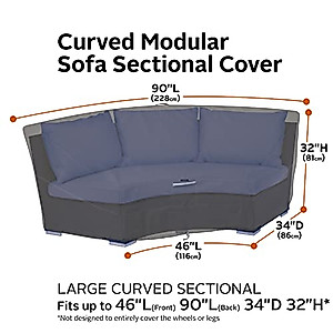 Classic Accessories Ravenna Water-Resistant 46 Inch Patio Curved Modular Sectional Sofa Cover, Patio Furniture Covers