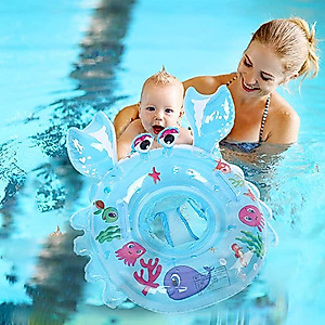 O-Toys Pool Floats for Baby Toddlers Inflatable Float Raft Water Swimming Ring Floating Boat for Kids Crab Blue