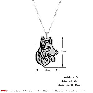 JczR.Y German Shepherd Necklace Vintage Animal Dog Head Necklace Pendant for Women Cute Jewelry Gift(German Shepherd)