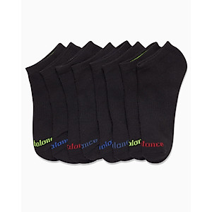 New Balance Boys' Performance No Sweat Low Cut Socks with Arch Support (8 Pack), Size Large, Black