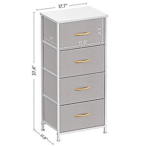 BANTI Dresser for Bedroom with 4 Drawers, Storage Tower, Organizer Unit, Fabric Dresser for Hallway, Entryway, Closets, Sturdy Steel Frame, Wood Top, Easy Pull Handle, Light Grey