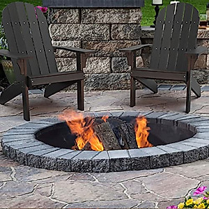 PolyTEAK Traditional Adirondack Chair, Real Wood Look, All Weather Plastic Outdoor Chairs for Firepit, Campfire, Patio, Pool, Easy Assembly with Comfortable Seat for Long Relaxation - Black