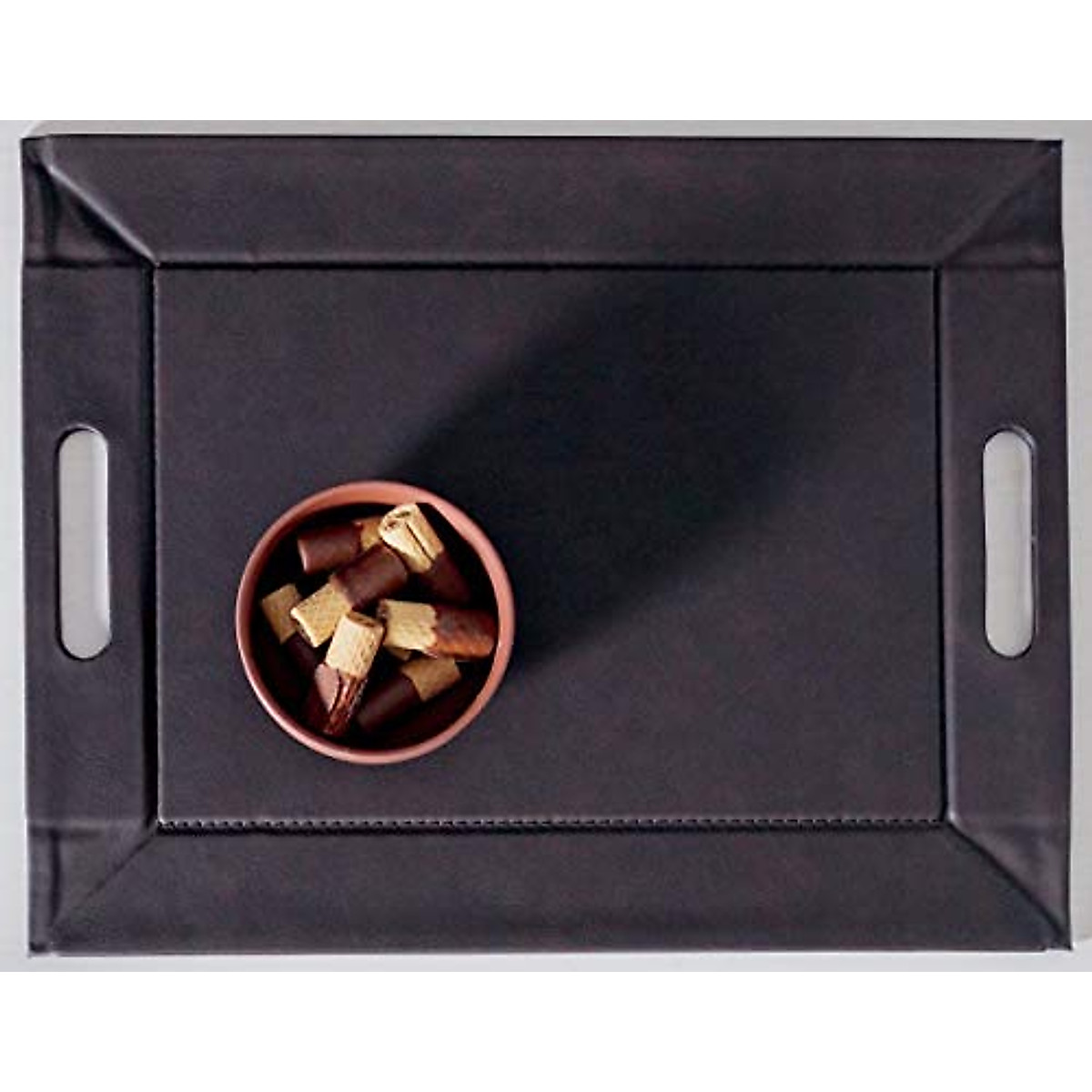 FreeForm Reversible Faux Leather Tray, Black/Taupe, 45x35cm
