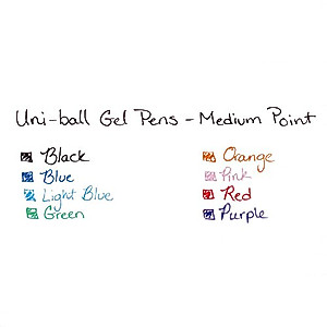 Uni-Ball 40110 Signo Gel 207 Roller Ball Retractable Gel Pen Assorted Ink Medium 8/Set