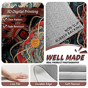 Yoozitrees Japanese Rug 5x7 - Chinese Dragon Rug, 8x10 Rug, Fantasy Animal Great Wave Area Rug, Oriental Asian Carpet, Washable & Non Slip & Soft Large Rugs, Chinese Dragon Home Decor Gifts