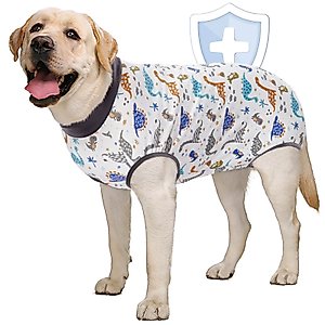 AOFITEE Dog Recovery Suit, Surgical Recovery Suit for Dog Female After Spay, Dinosaur Dog Recovery Shirt for Abdominal Wounds, Anti Licking Dog Onesie Jumpsuit E-Collar Cone Alternative, 5XL