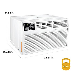 Whirlpool 14,000 BTU Through the Wall Air Conditioner, 230V, Cools up to 700 Sq. Ft for Living Room, Bedroom, Kitchen, Apartment, with Dehumidifier, Remote Control, Digital Display, 24H Timer, White