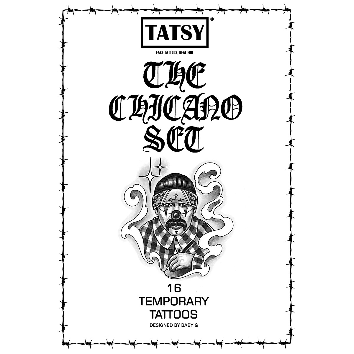 Tatsy Chicano Set, Temporary Tattoo Cover Up Sticker for Men and Women, Body Temp Fake Tattoos, Chicana Gansta Lowrider Style Culture, Unique Realistic Designs