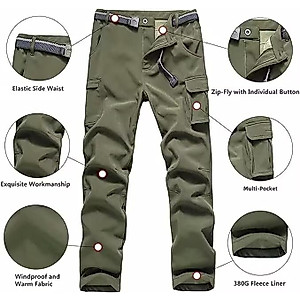 Anyanmoutn Kids Boys Fleece Lined Hiking Pants, Hiking Snow Ski Pants Boys Waterproof Winter Warm Outdoor Insulated Softshell Pants