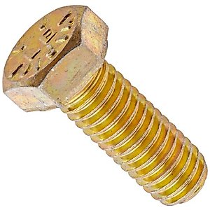 Steel Hex Bolt, Grade 8, Zinc Yellow-Chromate Plated Finish, Hex Head, External Hex Drive, Meets ASME B18.2.1/SAE J429, 1-1/4" Length, Fully Threaded, 5/16"-18 Threads (Pack of 50)