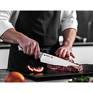BRODARK Knife Set with Block, 15 Pieces Knife Block Set with Built-in Sharpener, One-Piece Stainless Steel Kitchen Knife Set, Razor Sharp Chef Knife Set, Shark Series