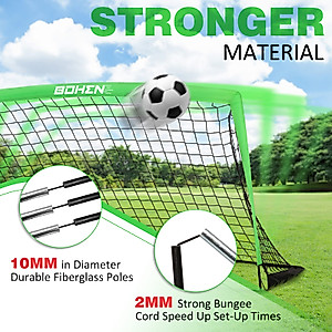 BOHEN Portable Soccer Goal for Kids - 6x4FT Foldable Soccer Net for Backyard Indoor Outdoor with Carrying Bag & Target Gate for Easy Storage and Transportation(6x4FT, 1 Piece, Green)