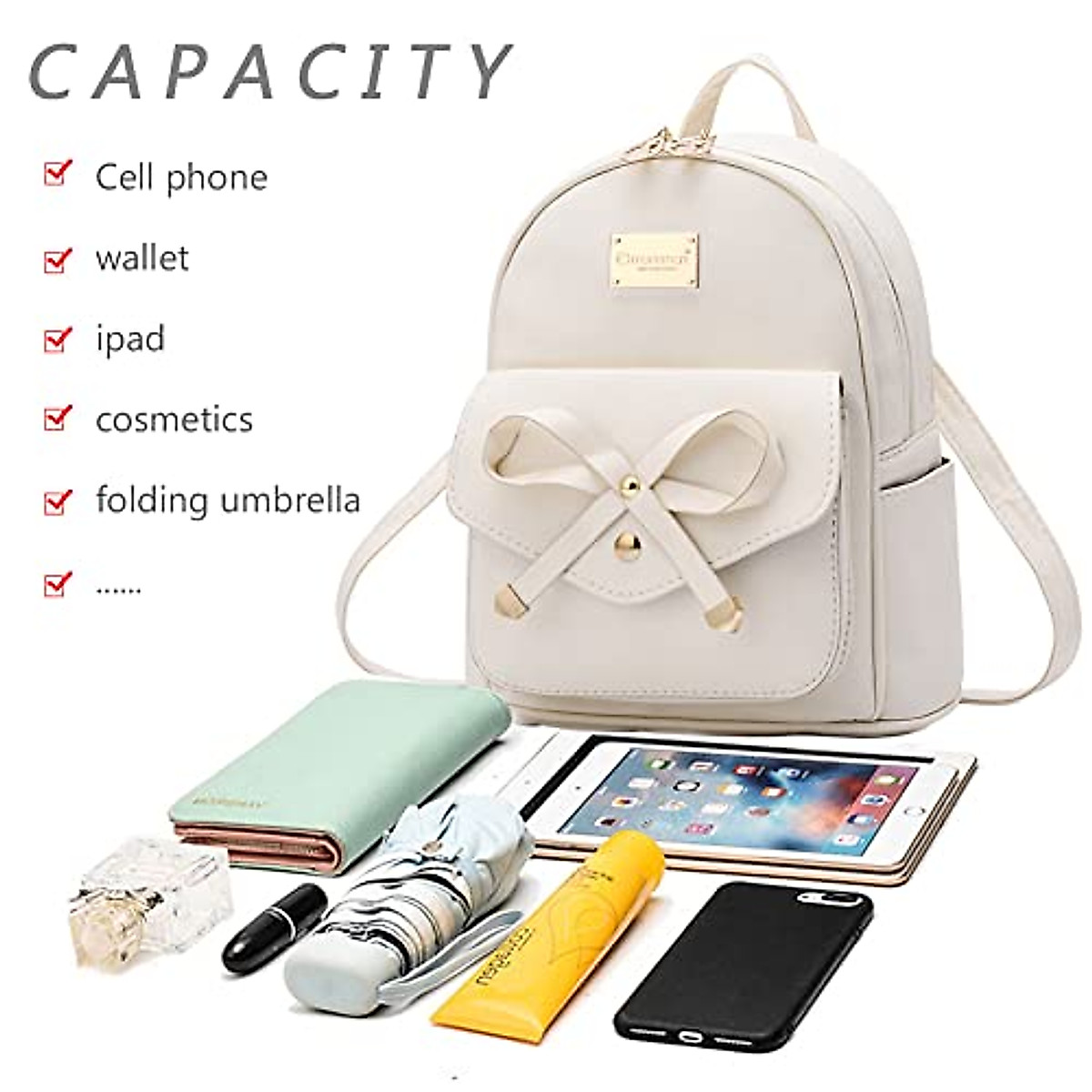 I IHAYNER Girls Bowknot Cute Leather Backpack Mini Backpack Purse for Women