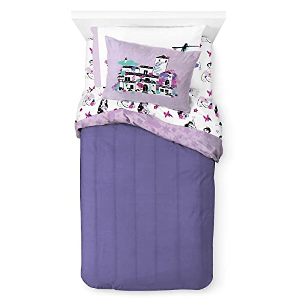 Disney Encanto The Magical Madrigal Sisters 5 Piece Twin Size Bed Set - Includes Comforter & Sheet Set Bedding - Super Soft Fade Resistant Microfiber (Official Product)