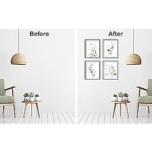 Vivegate Light Botanical Plant Wall Art Prints - Set of 4 Plant Wall Decor Prints Floral Kitchen Flower Leaves Wall Art Boho Leaf Eucalyptus (Medium - 8"X10", Light Green)