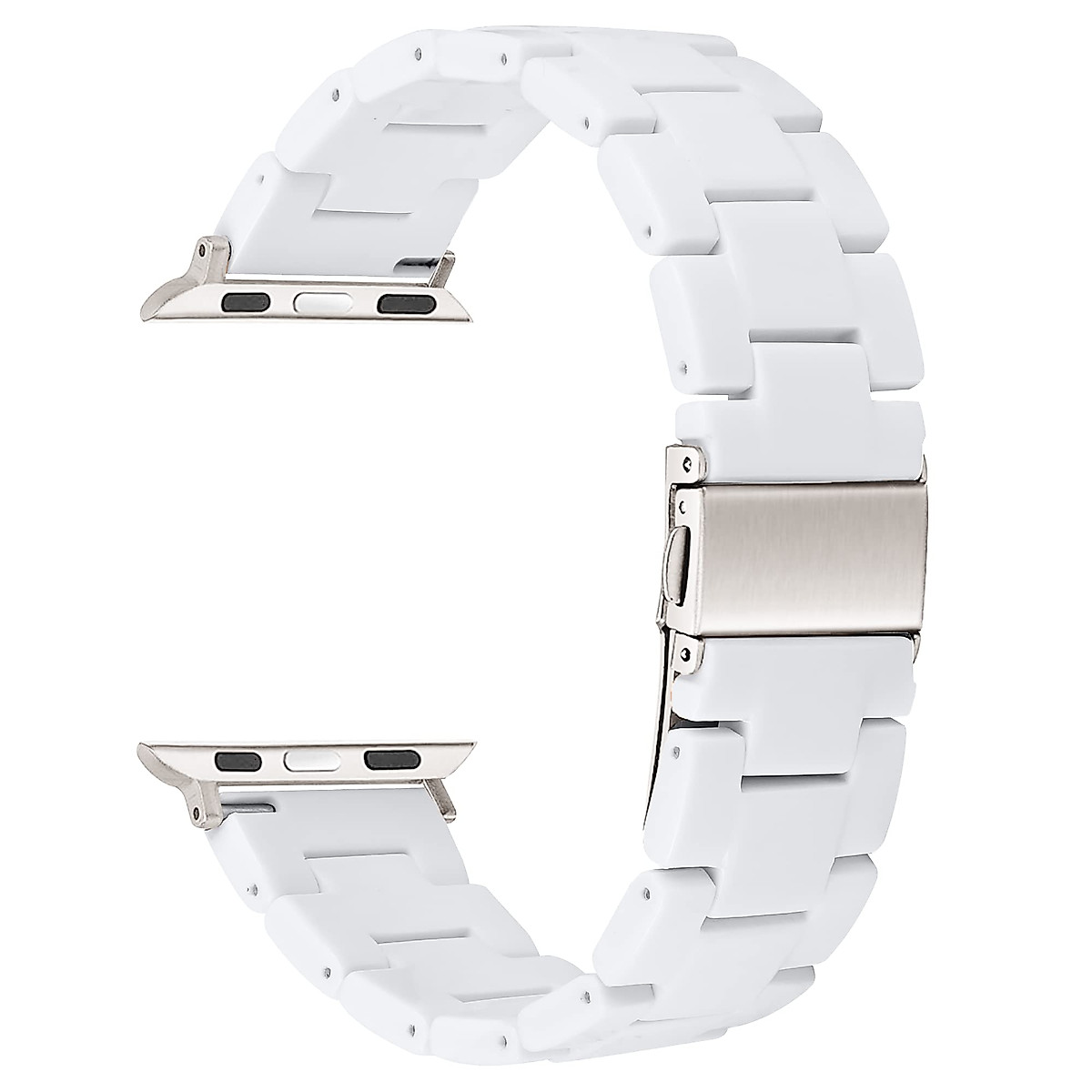 Pleixiu Compatible With Apple Watch Band 38mm 40mm 41mm (42mm-Series 10) Lightweight Resin For iwatch Ultra 2 1 Series 10 Series SE Series 9 8 7 6 5 4 3 2 1 Apple Watch Bands for Women Men (Pure White for Starlight)