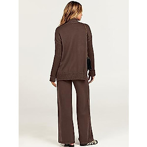 ANRABESS Women's Two Piece Outfits Sweater Sets Long Sleeve Knit Pullover and Wide Leg Pants Lounge Sets 2023 Fall Fashion Clothes Tracksuit Sweatsuit Set B1022shenfei-XL