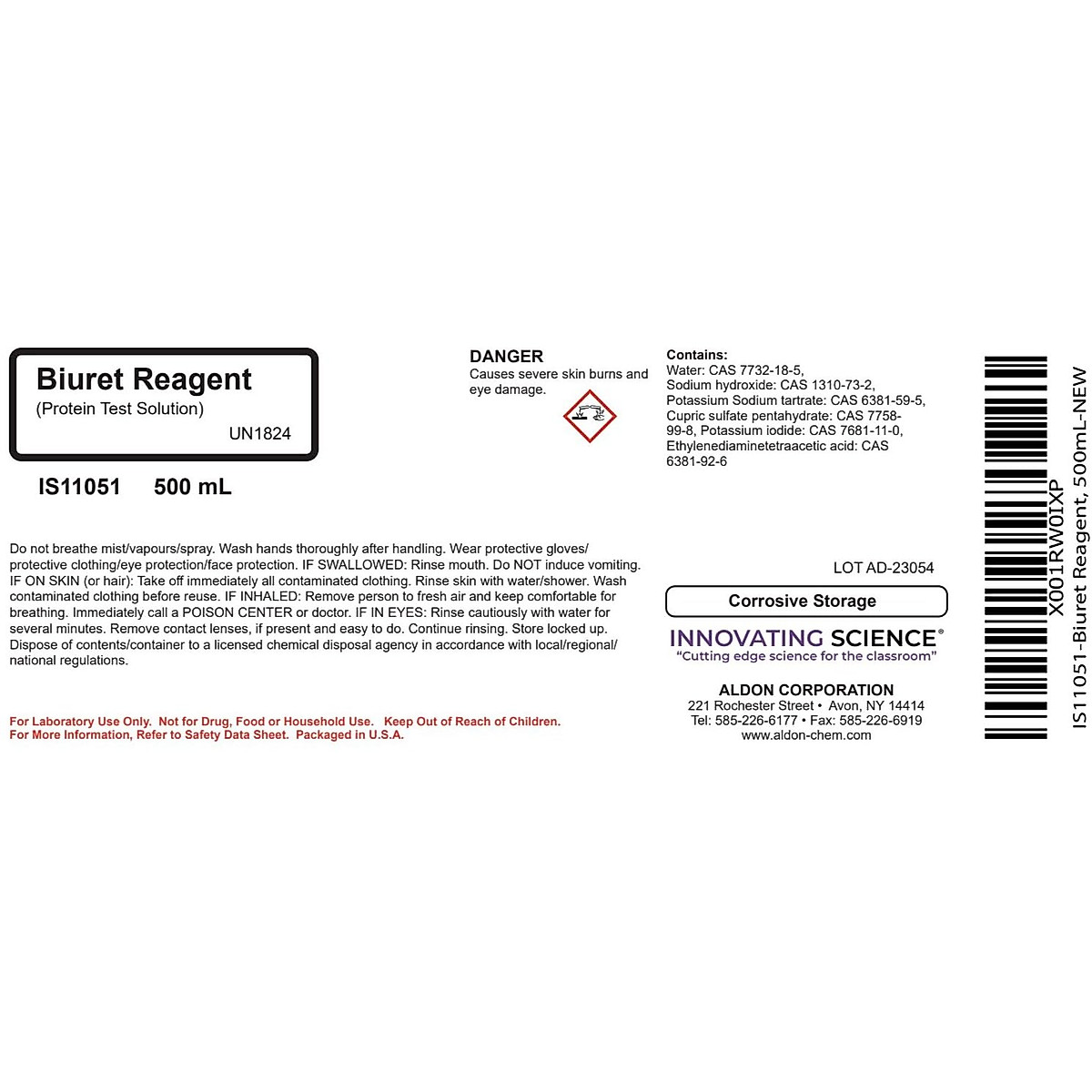 ALDON Innovating Science Biuret Reagent, 500mL - The Curated Chemical Collection
