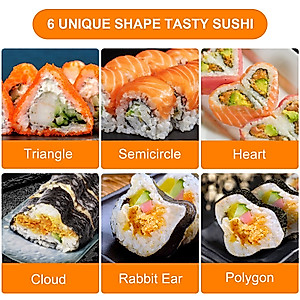 Upgraded 31 Pack Sushi Making Kit for Beginners & Sushi Lovers, Sushi Making Kitchen Accessories Like Bamboo Mats, Chef's Knife, Nigiri/Rice Ball Shaker/Gunkan Sushi Rice Mold and More