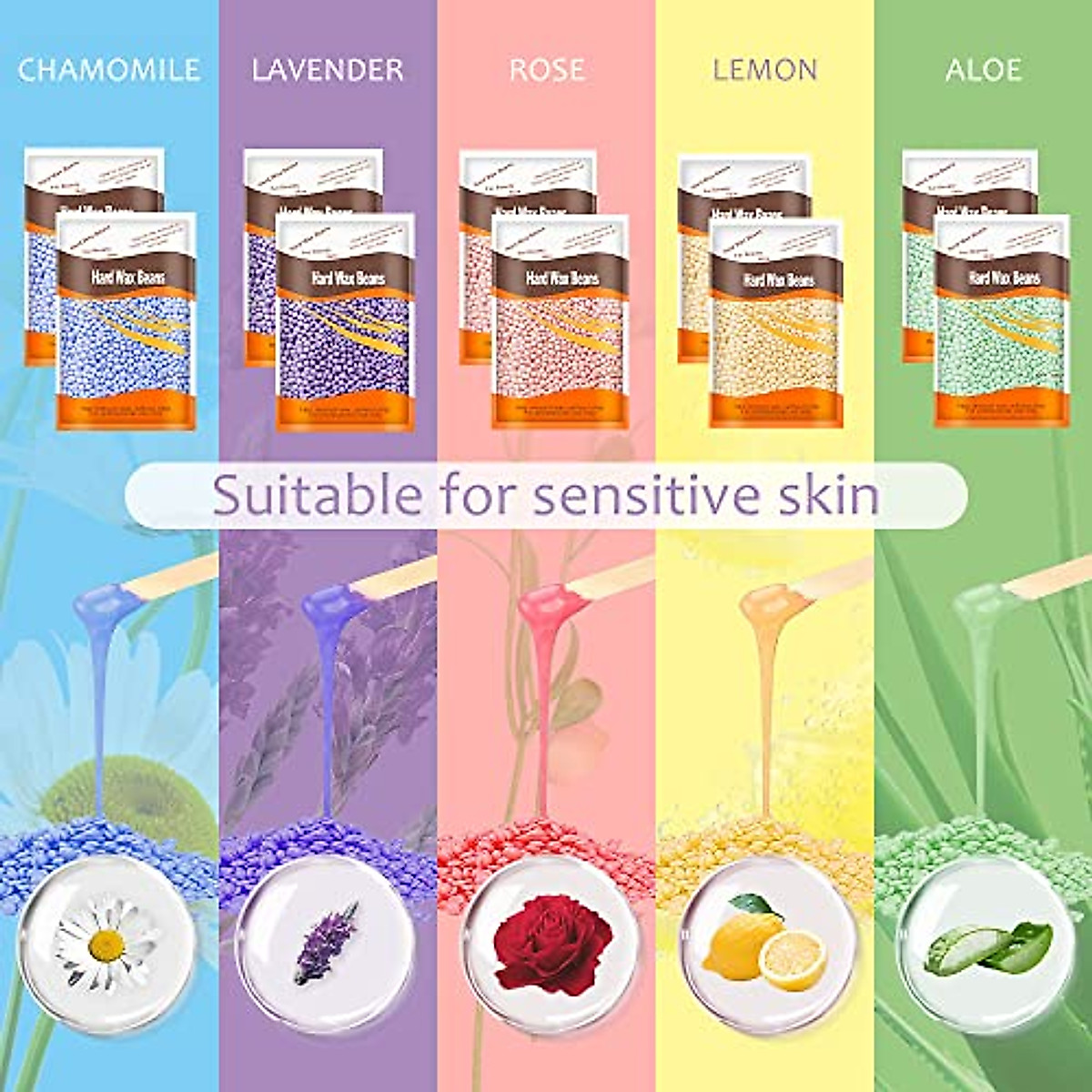 Hard Wax Kit for Hair Removal，Digital Wax Warmer with 10 Packs Hard Beads 、Silicon Wax Pot(Easy to Clean) and Wax Kit Accessories,For Sensitive Skin ,For Eyebrow, Facial, Armpit, Bikini, Brazilian,For Women and Men.