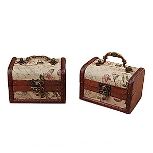 Coolrunner Handmade Retro European wooden box Vintage Wooden Treasure Case Decorative Trinket Jewelry Storage Box Old Memory (1)