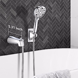 Sperwoesy All Metal Tub Spout with Diverter Chrome, Fits 1/2” or 3/4" Threaded Pipes, Bathtub Faucet with Shower Diverter for Convenient Water Control