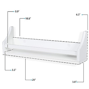 Nursery Décor Wall Shelves – 3 Set Shelf - Crown Molding Floating Bookshelves for Baby and Kids Room Book Organizer Storage Ledge, Display Holder for Toys, CDs, Baby Monitor, Frames