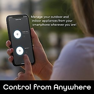 Geeni Outdoor Duo Wi-Fi Smart Plug, Weatherproof, No Hub Required, Wireless Remote Control and Timer - Smart Outlet Compatible with Alexa, The Google Home, 1 Dual Socket (2 Outlets)