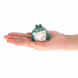 ELLDOO Mini Frog Trinket Box, Metal Enameled Decorative Box Ring Earrings Jewelry Organizer, Figurine Collectable Keepsake Home Decor