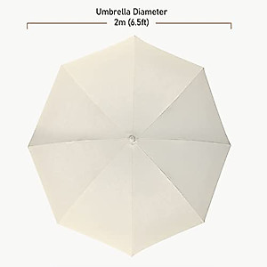 LefeDa 6.5FT Boho Umbrella With Fringe Beige Beach Umbrellas For Sand UV Protection Large Outdoor Umbrella Wooden Stanchions Patio Table Umbrella Waterproof Foldable 8 Ribs With Carry Bag