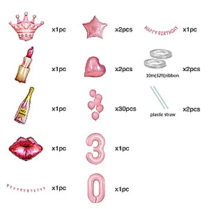 30th birthday decorations for women 30 happy birthday balloons letters pink balloon banner party Supplies for girls