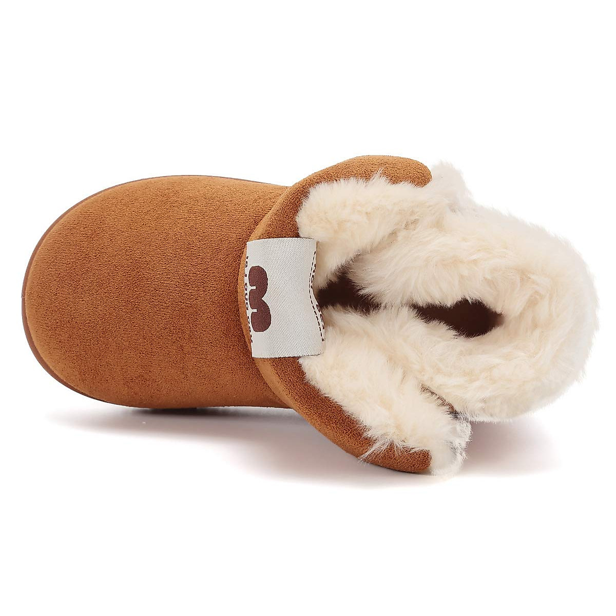 KEESKY Boy Toddler Boots Brown Fur Lined Warm Winter Shoes Size 7 M Toddler