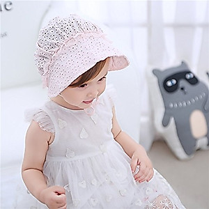 My Little Baby Baby Girls Sun Hat Fashion Hollow Sun Protection Caps (Pink+White)