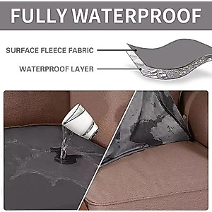 ZPUGUT Loverseat Slipcovers, Waterproof Recliner Slipcovers Double Recliner armrest Sofa Cover, Velvet Eight-Piece Set, Recliner Sofa Cover, Add Multifunctional Convenient Pocket (Gray)