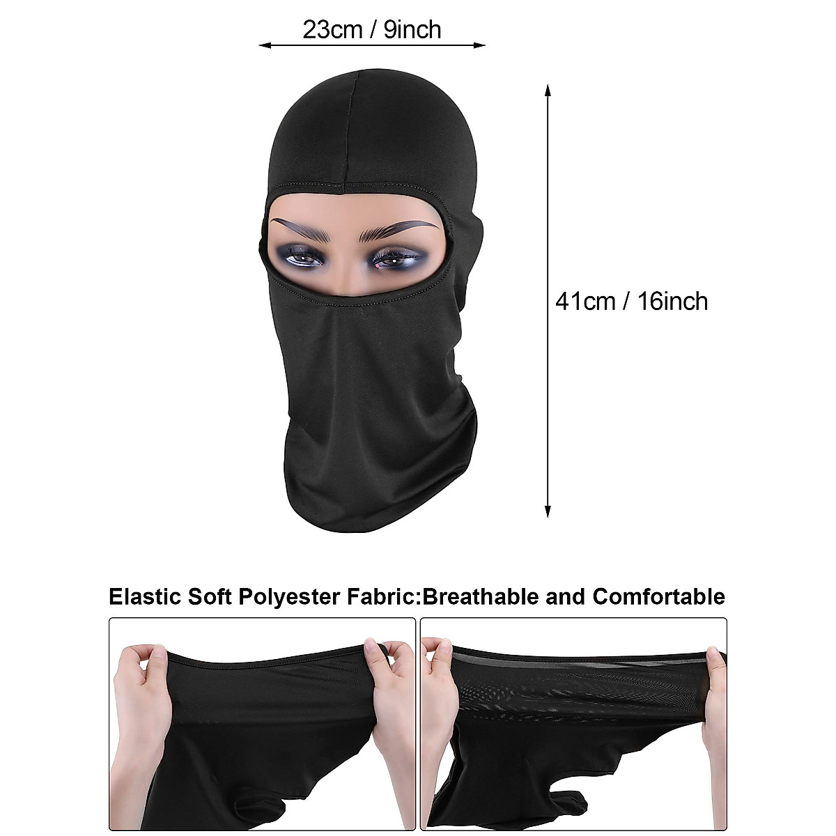 SATINIOR 6 Pieces Ski Mask for Men Balaclava Full Face Cover UV Sun Protection Cooling Neck Gaiter Clothing Scarf Bandana(Black,Ice Silk)