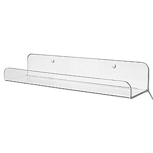 Huji 16 Inch Clear Acrylic Shelf with Rounded Corners for Books, Collectibles, Photos, Coffee Mugs, Makeup, Funko Pops, Toys, Spice Rack