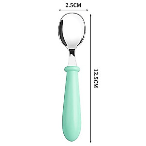 6 Pieces Toddler Spoons Baby Feeding Spoons Kids Spoons with Round Handle, Toddler Utensils Stainless Steel Children's Silverware Set, BPA Free, Dishwasher Safe