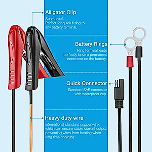 EBL 6V 12V Battery Charger 1.5A Car Charger - Portable Automotive Car Battery Charger Trickle Charger Battery Maintainer with Temperature Compensation for Cars, Motorcycles, Boats, ATVs, RVs