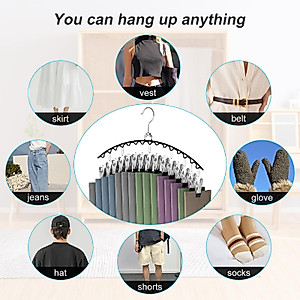 4 Pack Legging Organizer for Closet, Metal Yoga Pants Hangers with 15 Clips Holds 60 Leggings/Skirts/Hats/Bra/Pants Space Saving Hanging Closet Organizers and Storage