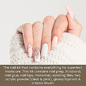Mia Secret Acrylic Nail Kit/set For beginners - Nails Kit With Pink Acrylic Powder and Clear Acrylic Powder With Everything - Starter Kit de Uñas Acrilicas Mia Secret - Kit de Uñas Mia Secret Completo