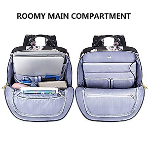 KROSER Laptop Backpack 15.6 Inch lightweight College Backpack Water-Repellent Casual Daypack with USB Charging Port for Women/Travel/Business-Rose Pattern