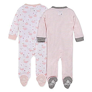 Burt's Bees Baby baby girls Ly28090-dwn-6m and Toddler Sleepers, Graceful Swans 2-pk, 6 Months US