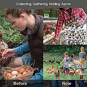 longsen Egg Apron 2 Pack(Adult 12 Pockets + Child 3 Pockets), Gathering and Collecting Chicken Duck Goose Egg, Suitable for Housewife Farmhouse Kitchen Restaurant Parent-Child Activities, Rooster, Hen