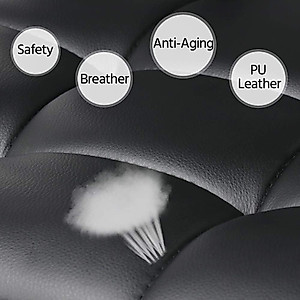 Topeakmart Home Office Chair Height Adjustable Desk Chair Mid Back PU Leather with 360° Swivel Large Seat with Wheels Black