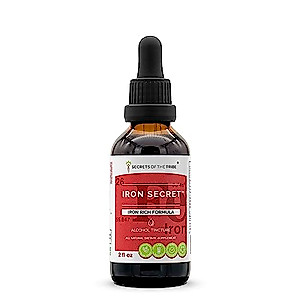 Iron Secret Alcohol Extract, High-Potency Herbal Drops, Tincture Made from Spirulina, Stinging Nettle, Parsley, Yellow Dock, Dandelion, Alfalfa, Gentian, Watercress. Iron Rich Formula 2 oz