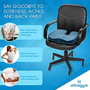 OFFICEGYM Orthopedic Coccyx Seat Cushion: Premium Memory Foam Pillow for Tailbone Pain & Back Support. Ergonomic & Travel Ready. Premium Hip & Back Support for Office Chair, Cars, & Airplane Seats