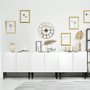 VOWNER Sideboard Buffet Cabinet, Kitchen Accent Cabinet, Modern Credenza with Doors and Adjustable Shelves, Accent Cabinet for Dining Room, Hallway, Bathroom, White