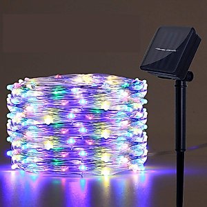 Solar Powered String Lights, 100 LED Copper Wire Lights, Fairy Lights, Indoor Outdoor Waterproof Solar Decoration Lights for Gardens, Home, Dancing, Party, Christmas, Multicolor, Solar