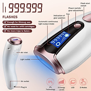 at-Home Hair Removal for Women & Men, Upgraded to 999,999 Flashes Laser Permanent Painless Hair Removal Device for Facial Whole Body