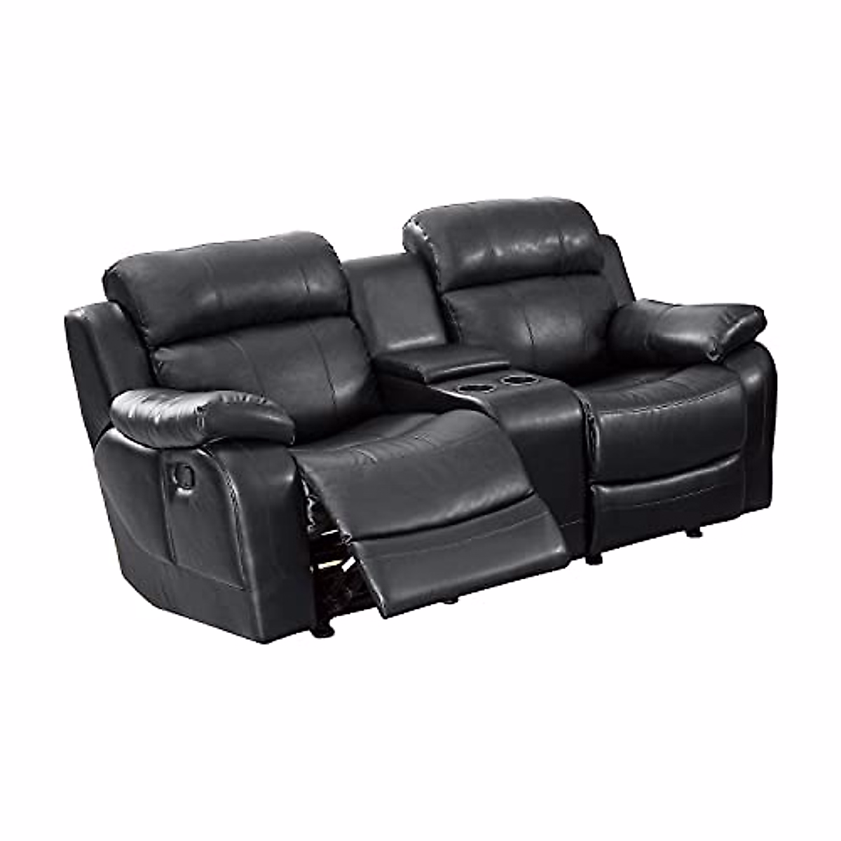 Lexicon Baylands Bonded Leather Double Glider Reclining Loveseat Love Seat with Center Console, 77.5" W, Black (Model: 194840123668)